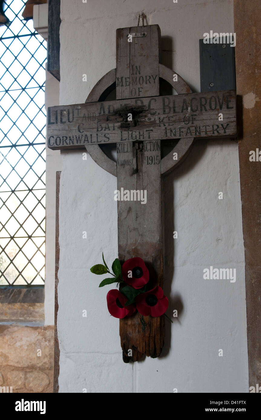 WWI battlefield cross, St. Michael`s Church, Dowdeswell ...