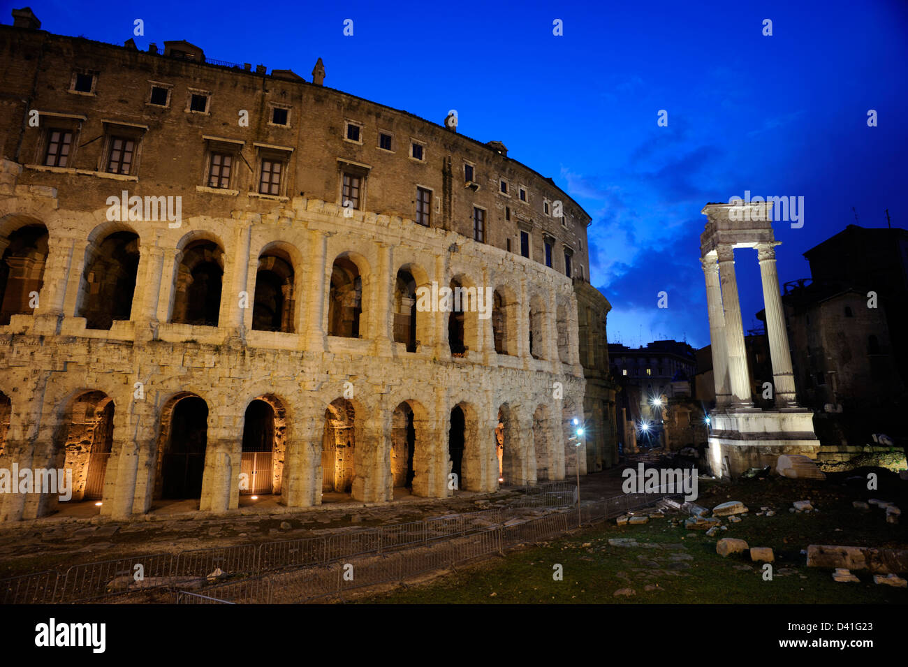 Italy, Rome, Marcellus theatre and temple of Apollo Sosianus Stock ...