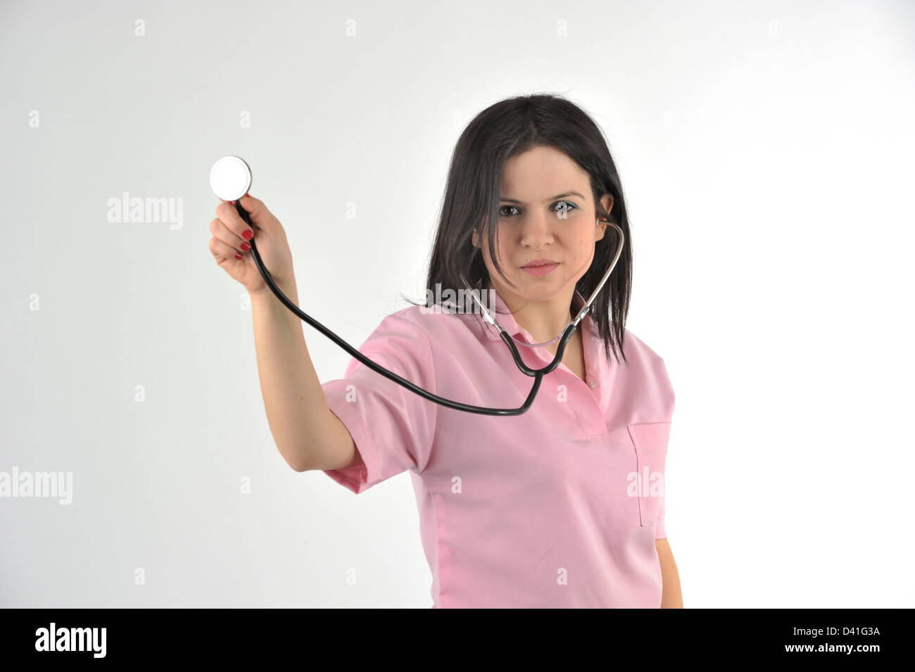 Nurse with stethoscope Stock Photo - Alamy