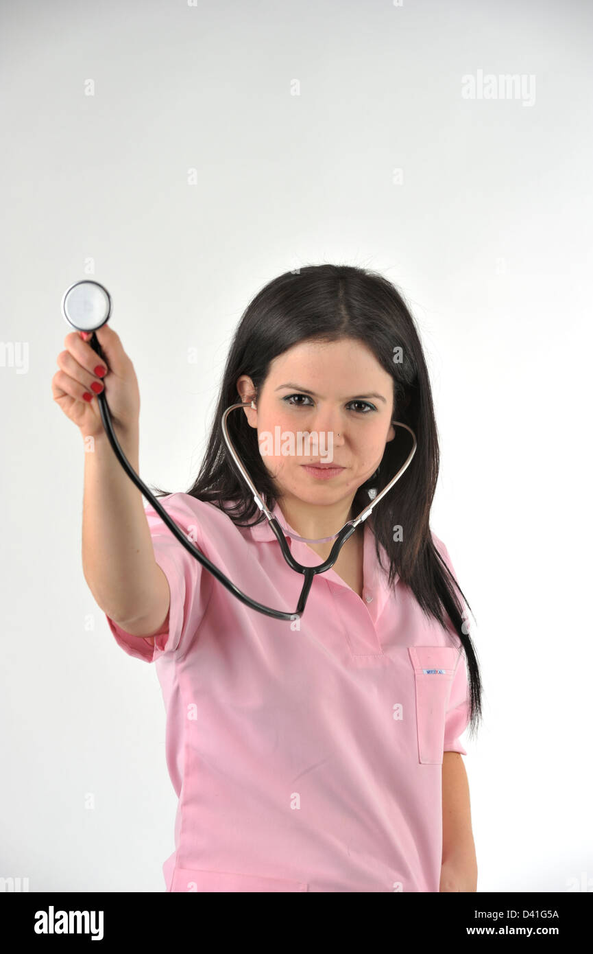Nurse with stethoscope Stock Photo - Alamy
