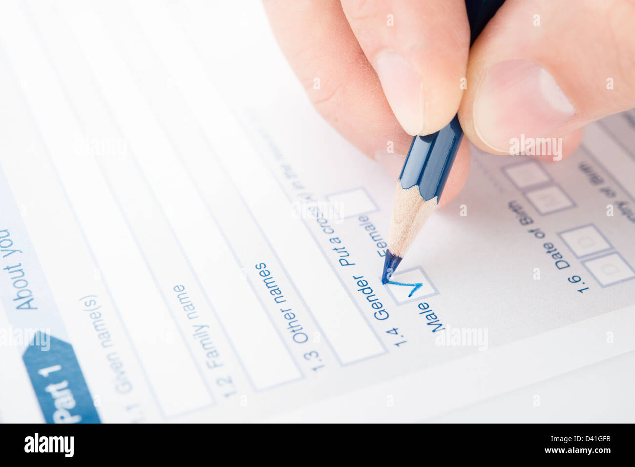 Filling checkbox in a questionnaire Stock Photo - Alamy