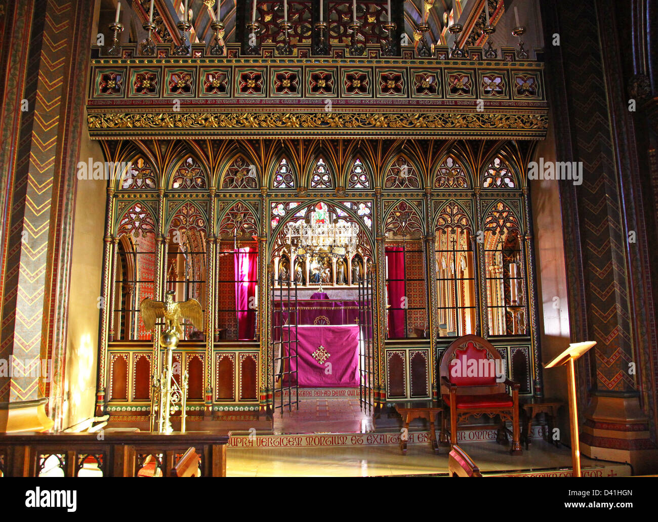 The main altar and rood screen at church of St Giles Cheadle Staffs ...