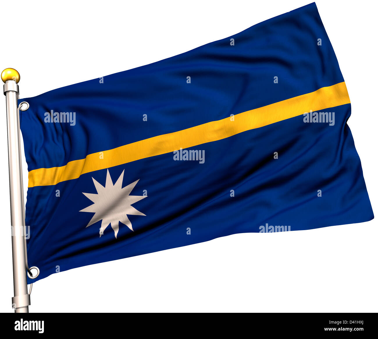 Nauru Flag On A Flag Pole Clipping Path Included Silk Texture Visible nauru-flag-on-a-flag-pole-clipping-path-included-silk-texture-visible