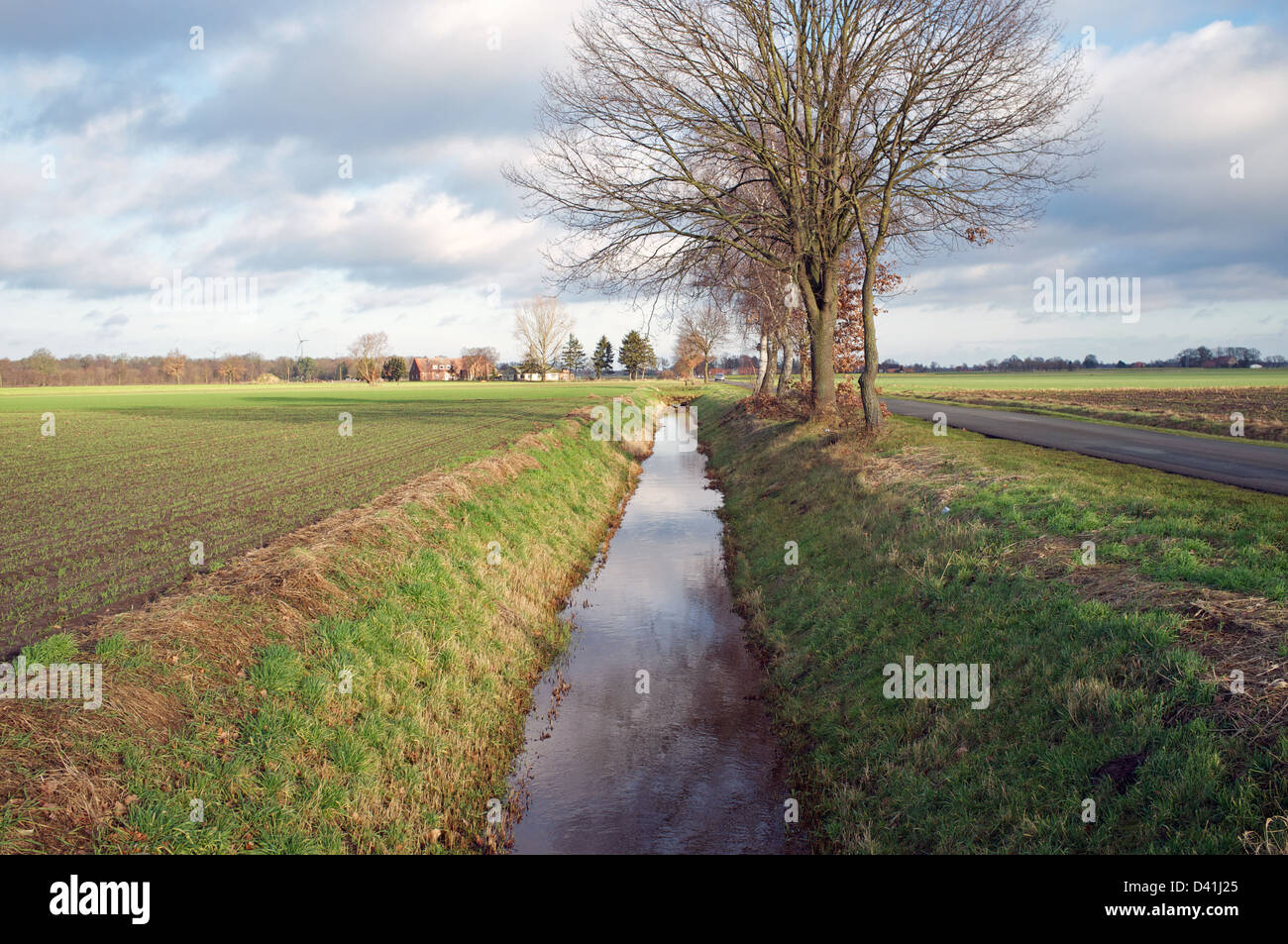 Farmland drainage ditch, Strohen, Lower Saxony, Germany Stock Photo - Alamy