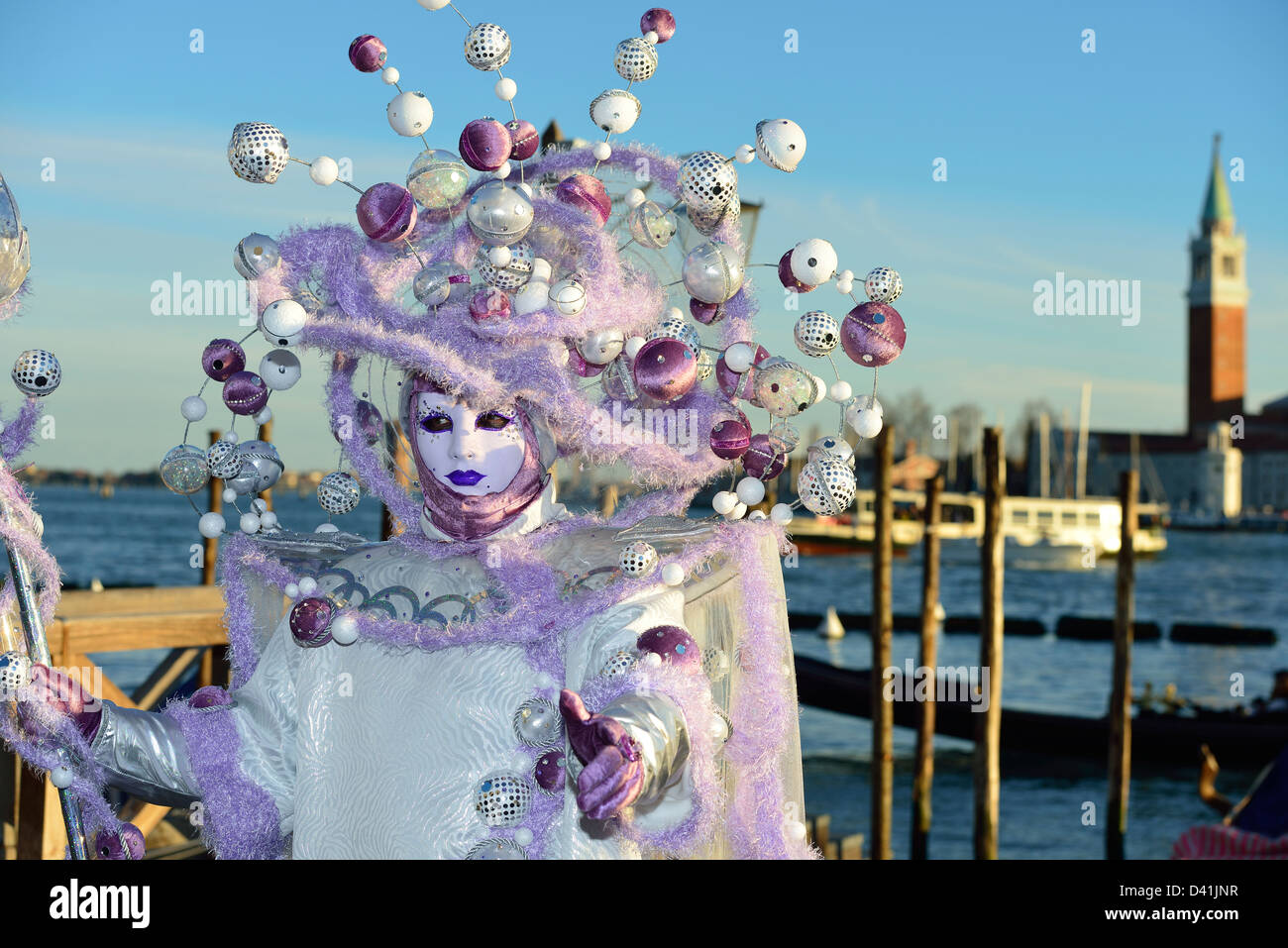 Solar system around the head at 2013 carnival; Venice; Veneto, Italy ...