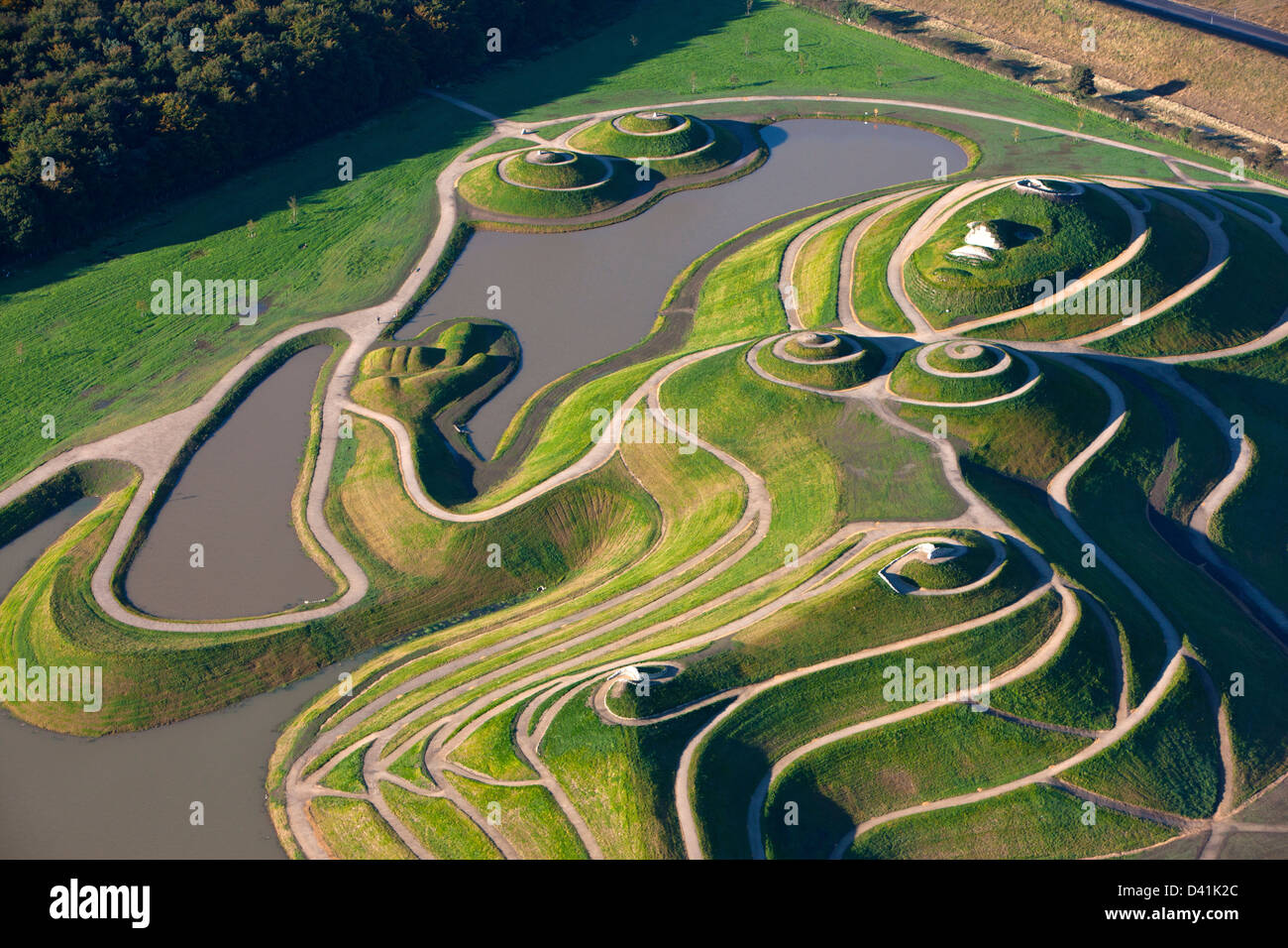 Aerial view of Northumberlandia, near Cramlington in Northumberland ...