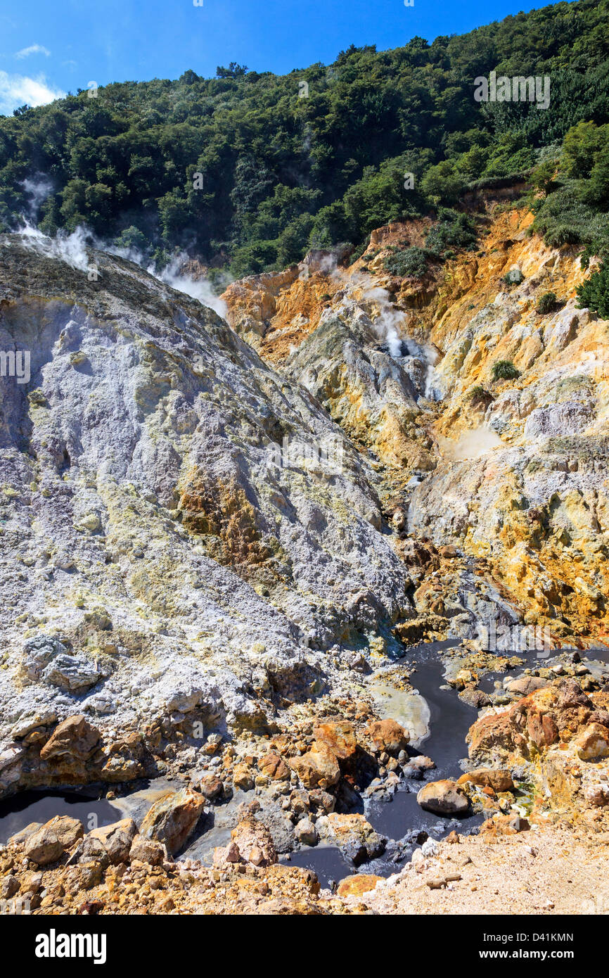Sulphur springs from the active volcano at La Soufriere, St Lucia Stock ...