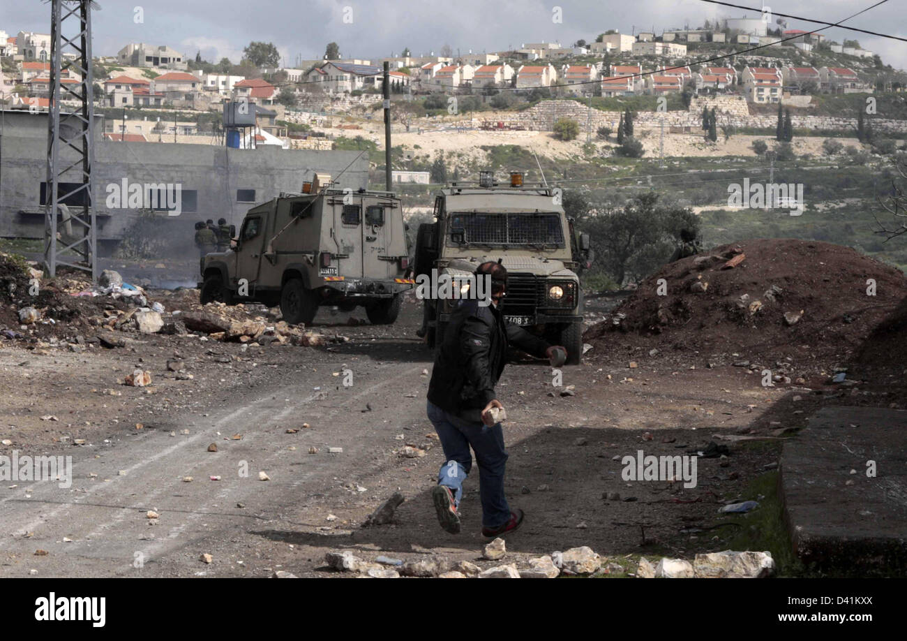 Nablus, Palestinian Territory. 1st March 2013. A Palestinian protester ...