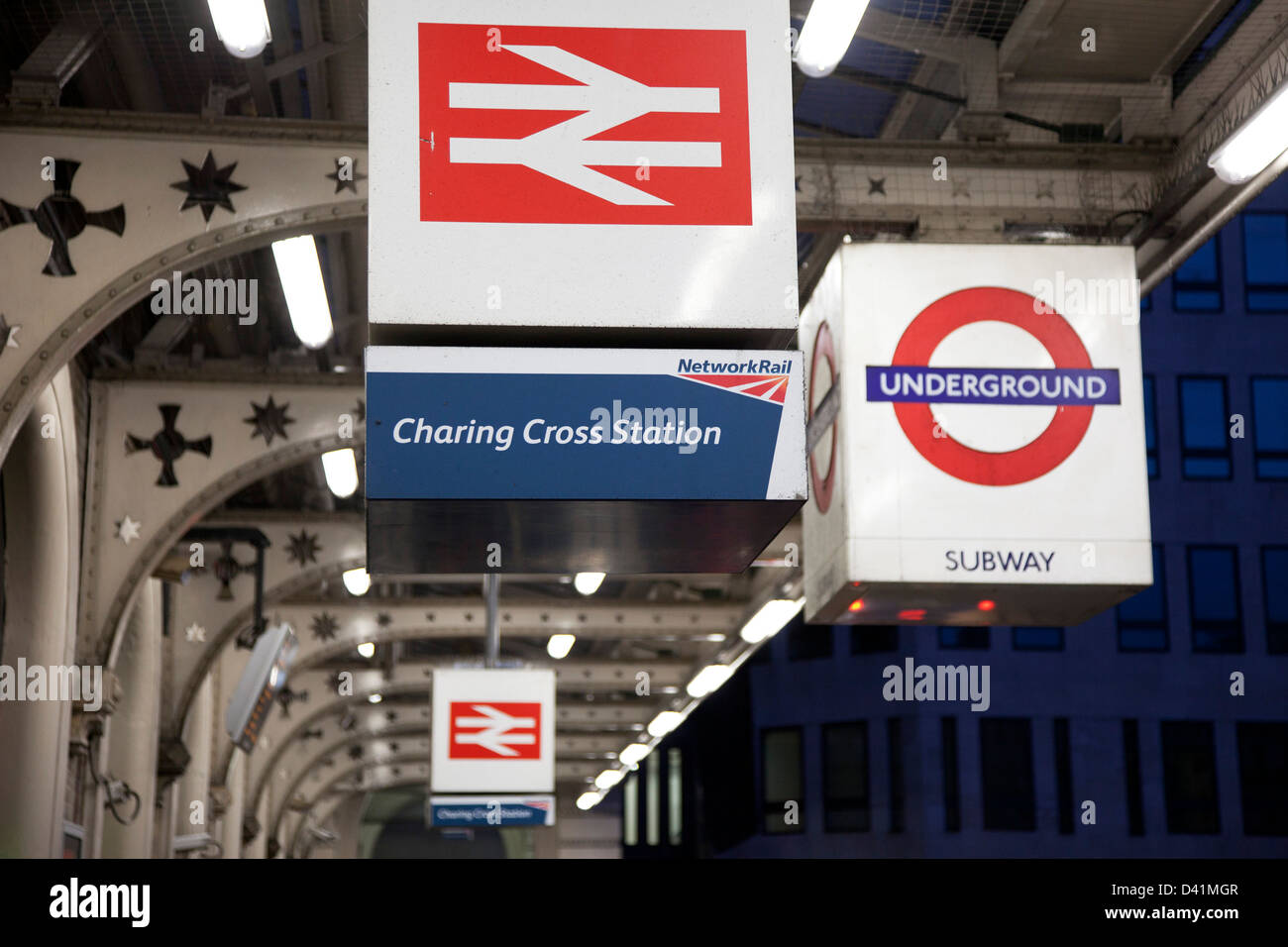 British Rail logo on signs for Charing Cross Station, London, UK Stock ...