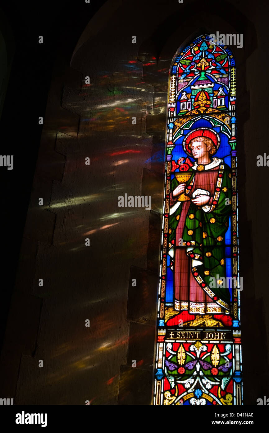 stained glass window depicting Saint John in Fletching Church, East ...