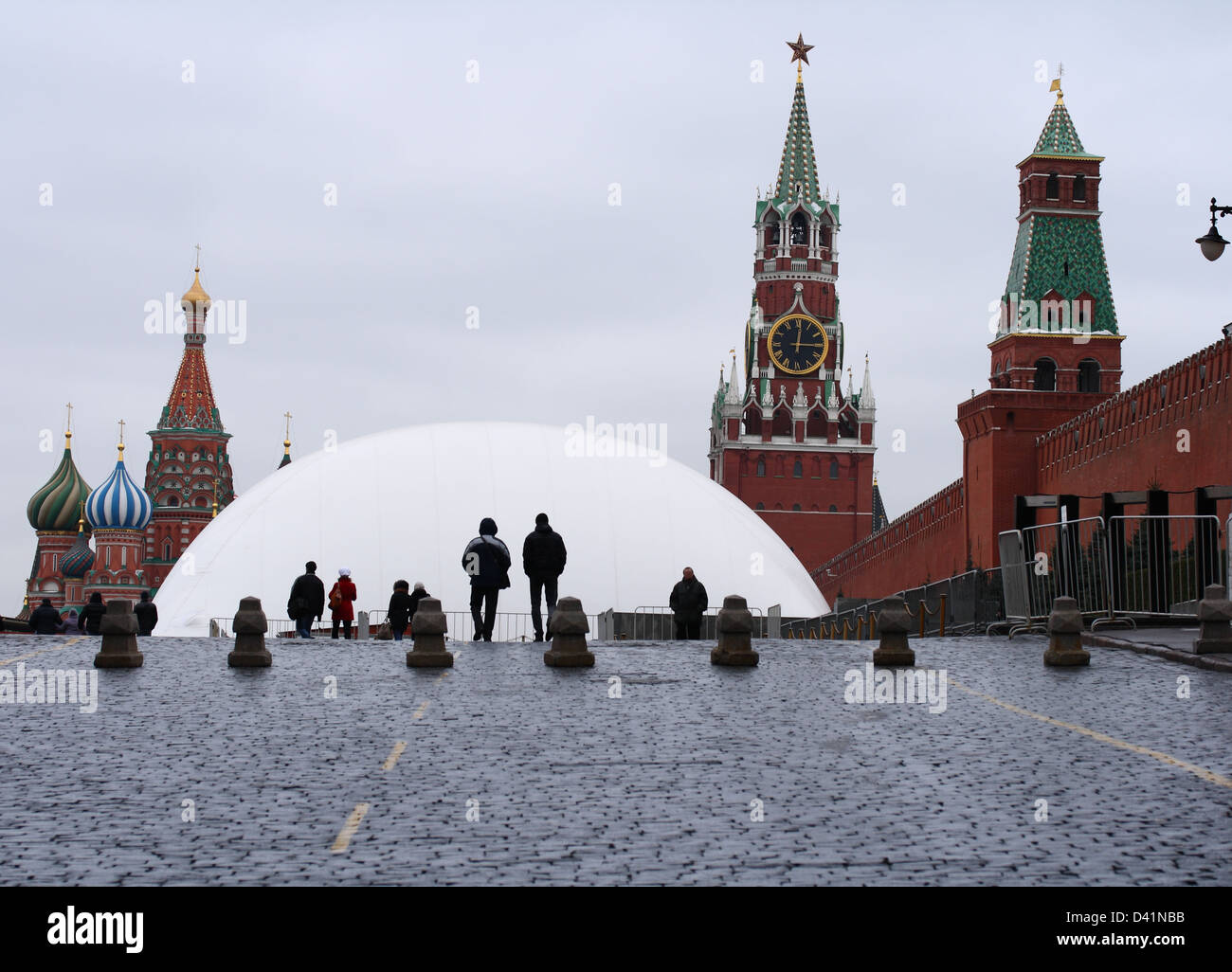 Mausoleum of Lenin has been placed under an inflatable dome. A dome ...