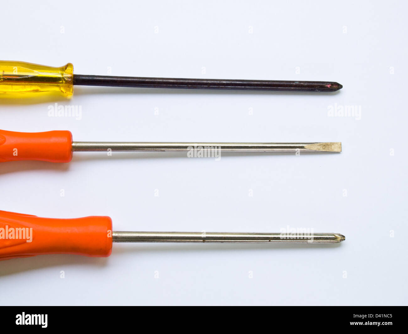 Used screwdrivers isolated on a white background Stock Photo - Alamy