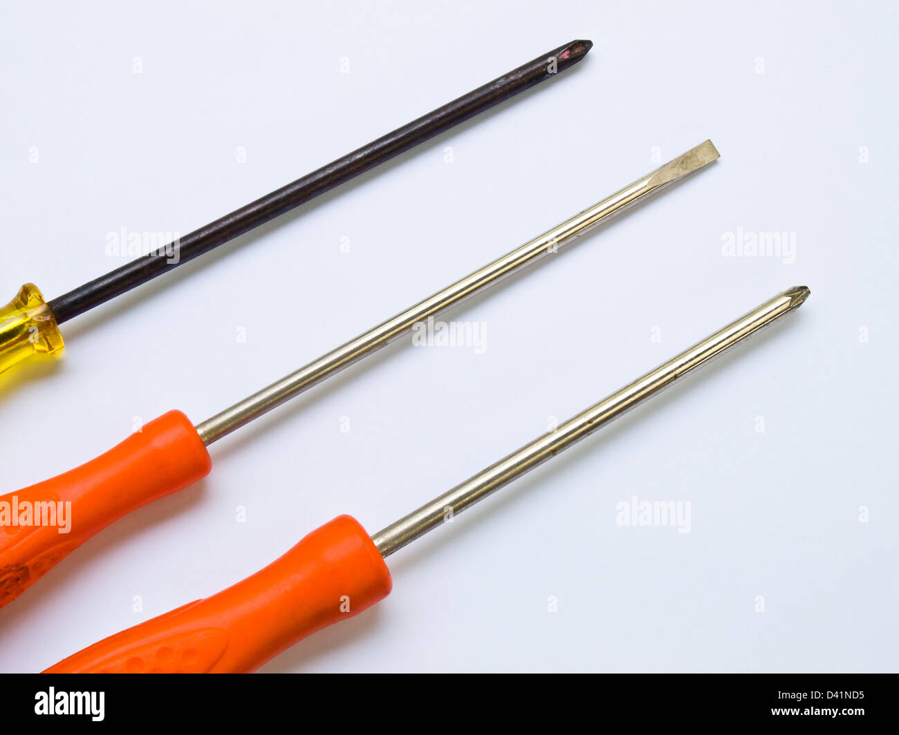 Used screwdrivers isolated on a white background Stock Photo - Alamy