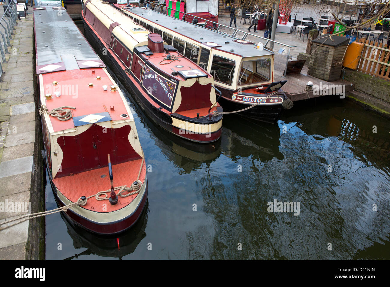The London Waterbus Company barges in Camden Lock, Camden Town, London ...
