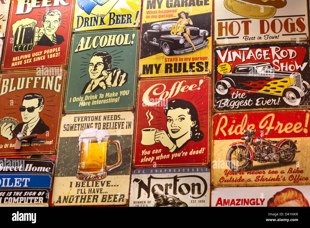 Advertising posters/metal plates Stock Photo - Alamy