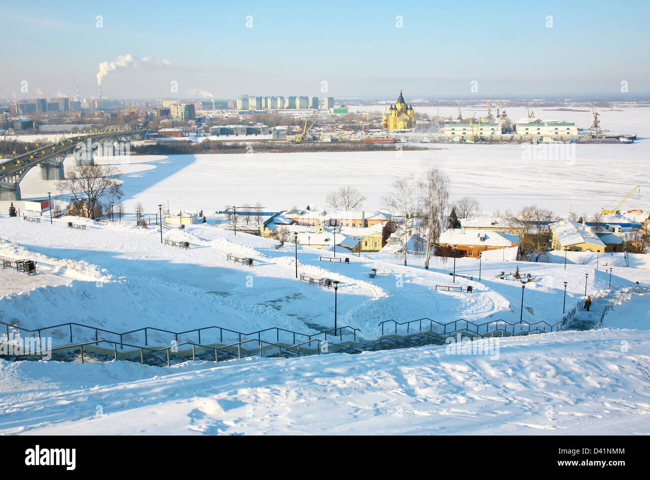February view Strelka from Fedorovsky embankment Nizhny Novgorod Stock Photo - Alamy