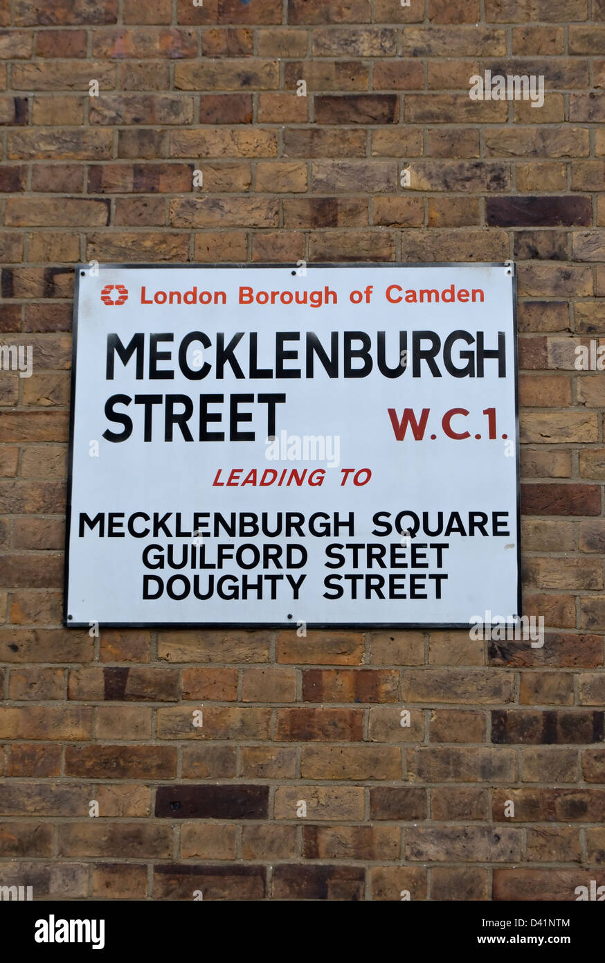 london borough of camden street name sign for mecklenburgh street ...