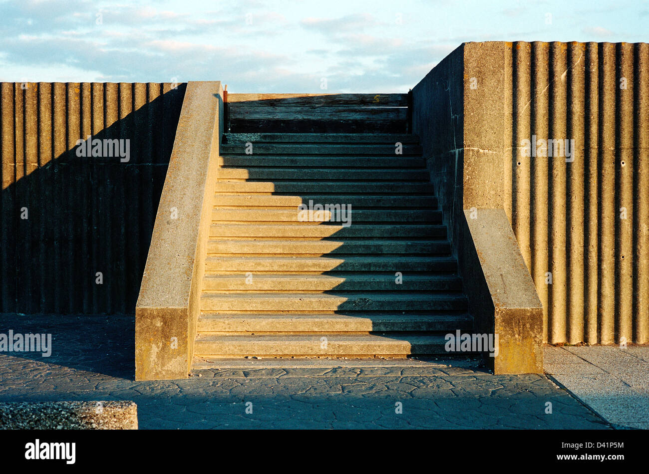 Steps in seawall, St Aubin sur Mer, Normandy, France Stock Photo - Alamy