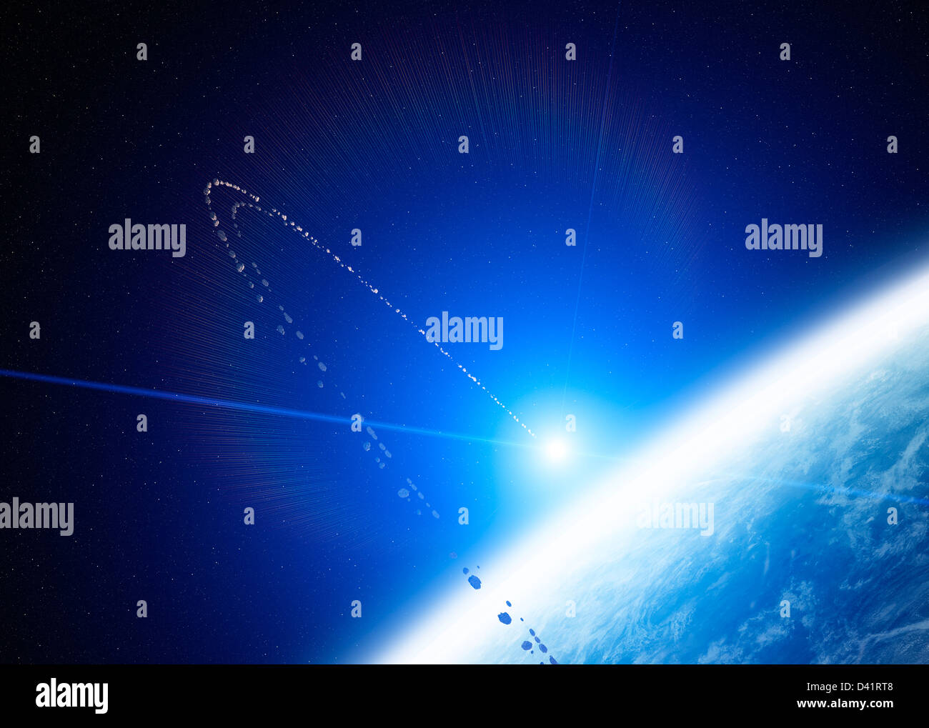 Planet with rising Star Stock Photo - Alamy