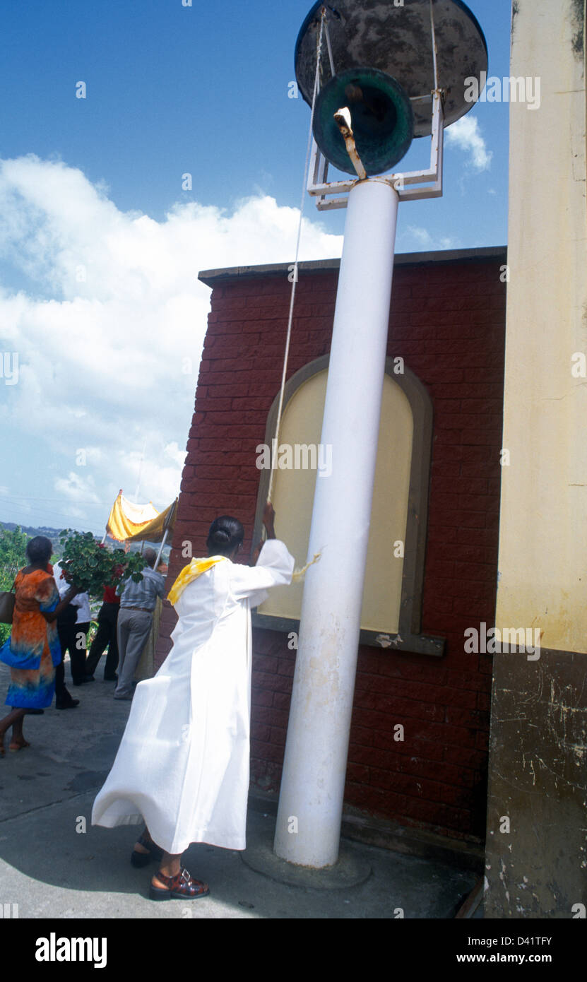 Scarborough Tobago Church Bell Being Rung Stock Photo - Alamy
