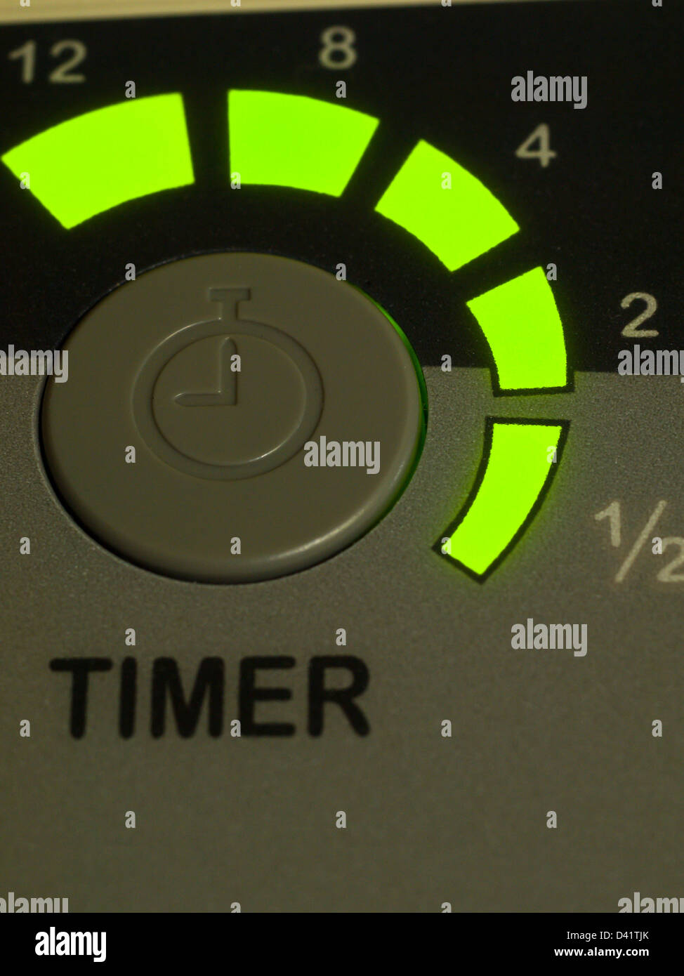 Green light timer button as background Stock Photo - Alamy