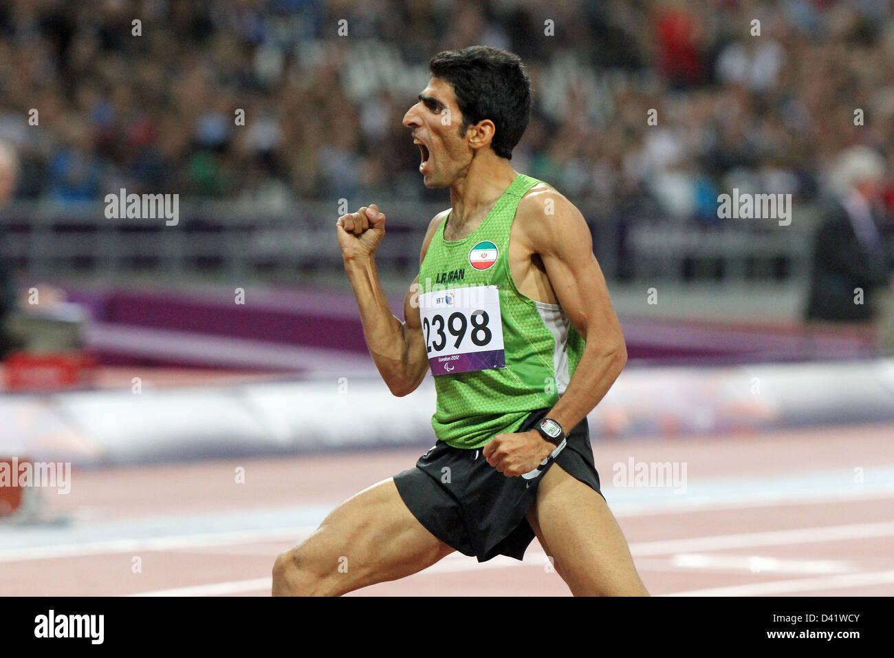 Peyman Nasiri Bazanjani of Iran celebrates winning gold in the mens ...