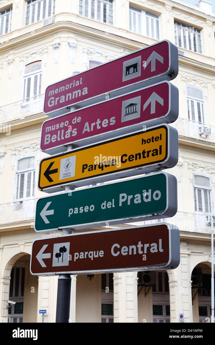 Road Signs In Central Havana Cuba Stock Photo - Alamy