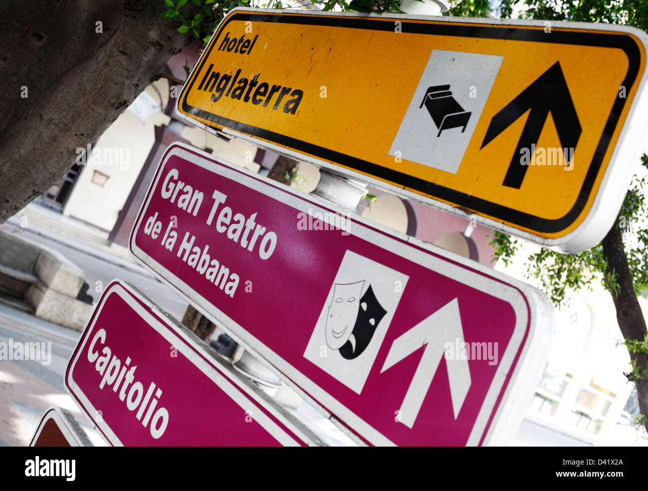 Road Signs In Central Havana Cuba Stock Photo - Alamy