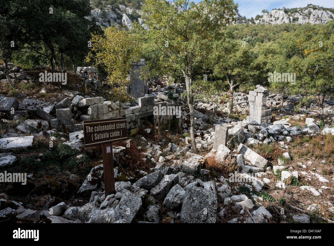 The ruins at the mountain top ancient city Termessos near Antalya in ...