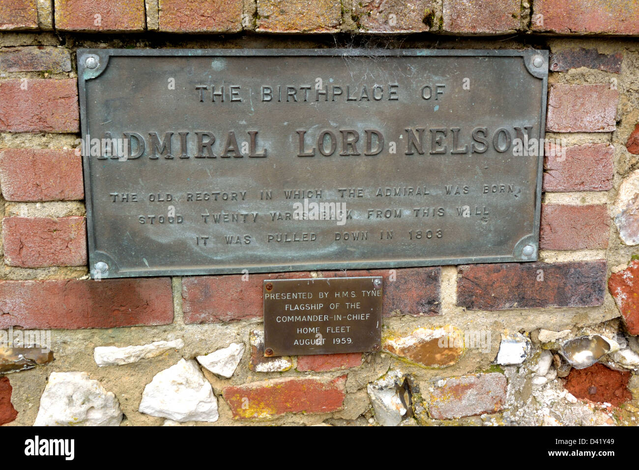 Birthplace of Admiral Lord Nelson sign in Burnham Thorpe, Norfolk, UK ...