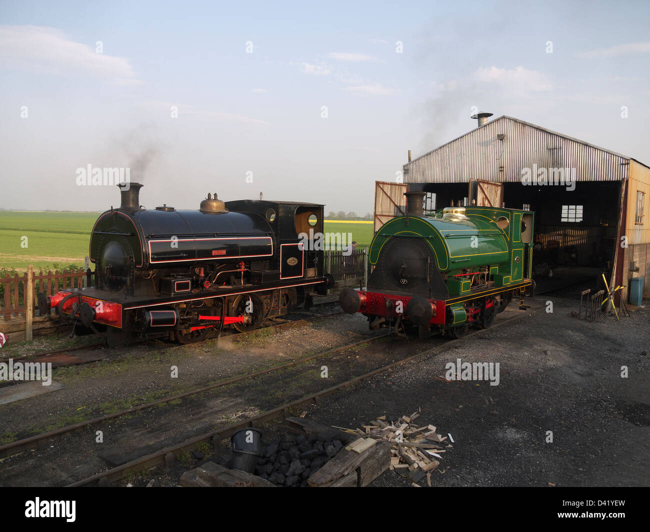 A pair of Peckett & sons steam saddletank locomotives at Lincs Wolds ...