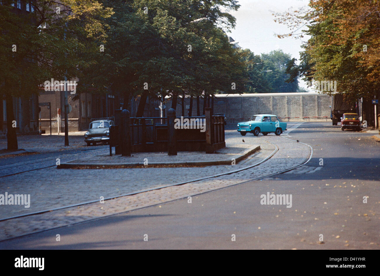 Berlin, GDR, overlooking the Berlin Wall and the locked underground ...