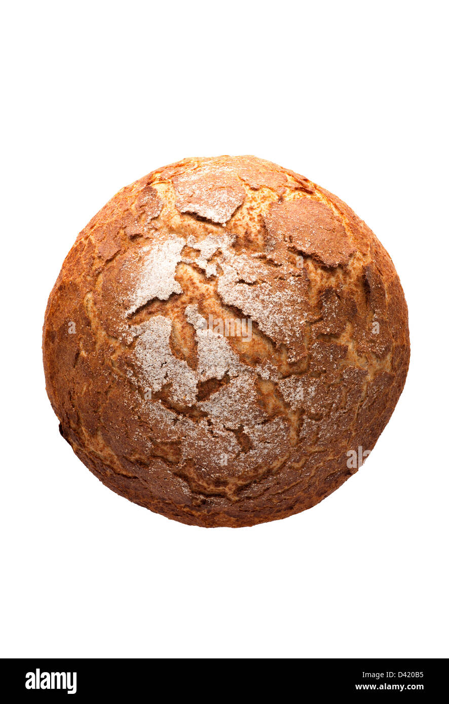 Food: traditional homemade round bread, isolated on white background ...