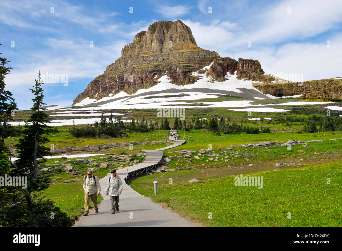 Logan Pass Hiking Trail Glacier National Park Montana MT US Stock Photo ...