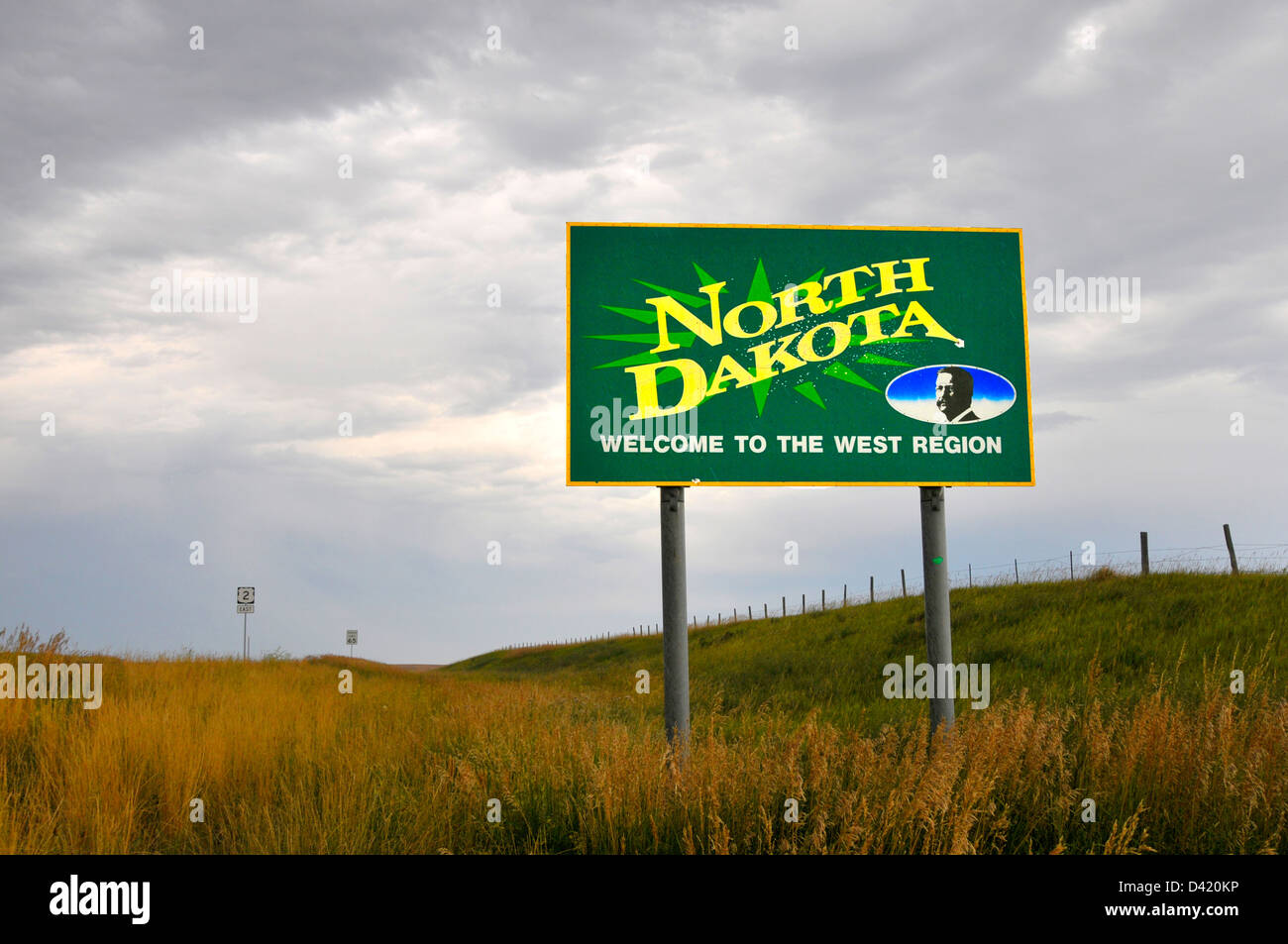 Welcome to North Dakota Sign Border ND US Stock Photo - Alamy
