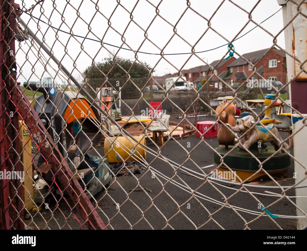 The abandoned and derelict amusement park at Severn Beach, near Bristol ...