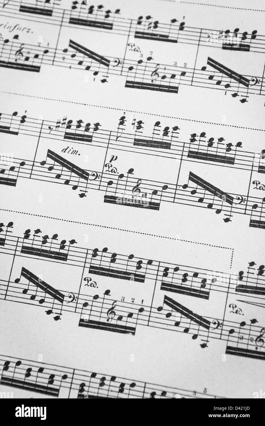 Musical score sheet music Black and White Stock Photos & Images - Alamy