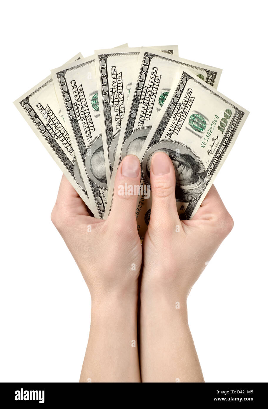 Hand with money isolated on a white background Stock Photo - Alamy
