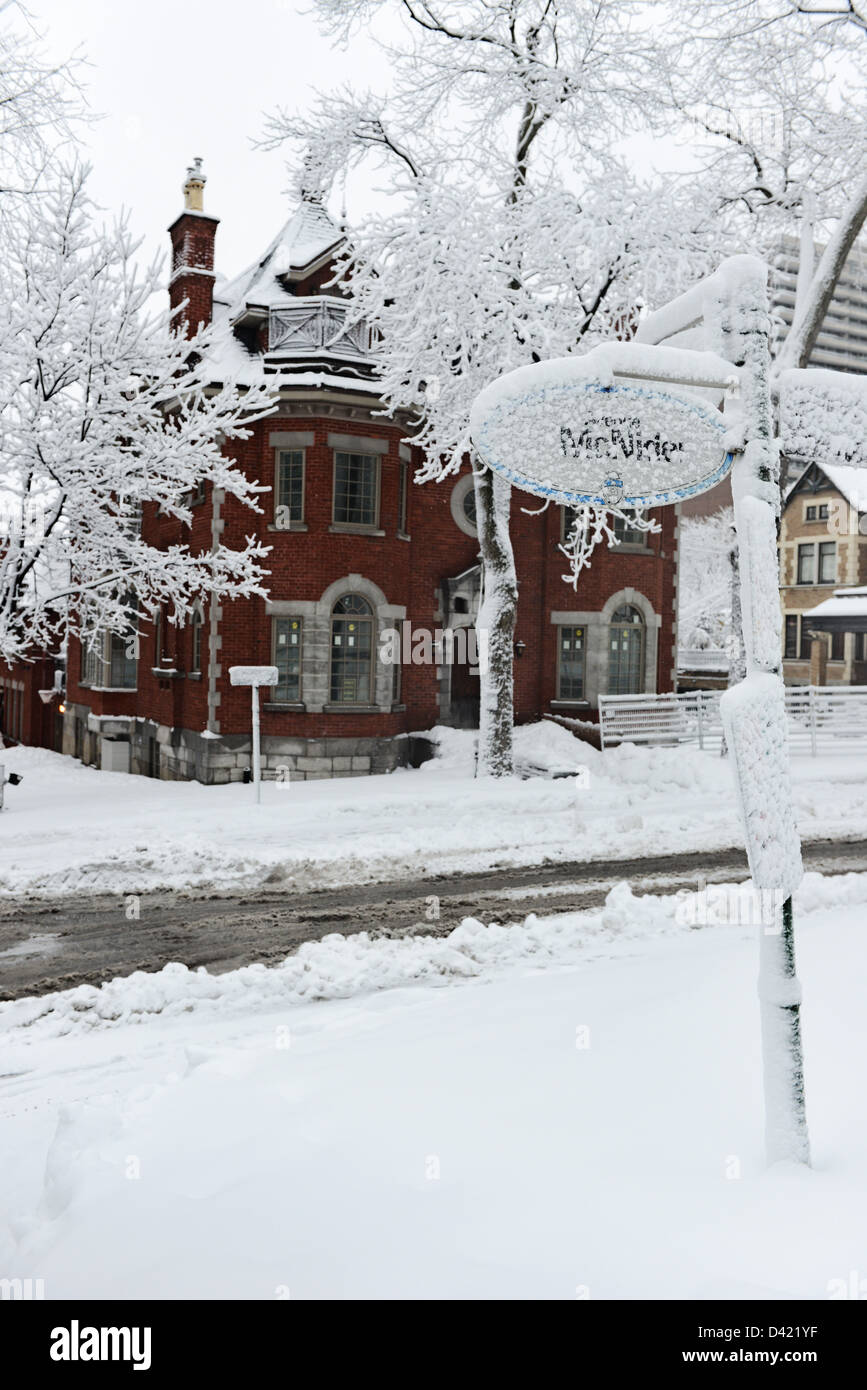 Houses of Outremont covered in snow in Winter, Montreal Stock Photo - Alamy