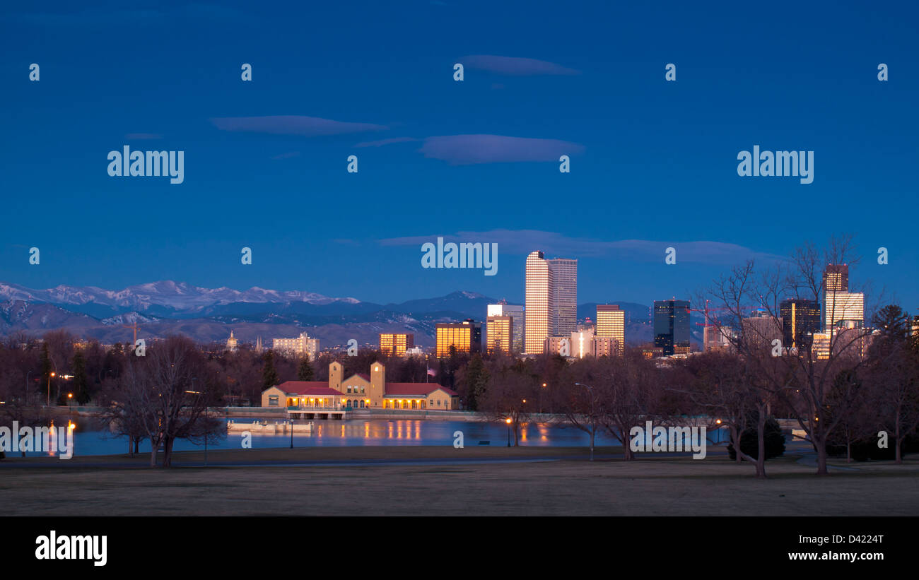 Denver skyline at blue hour Stock Photo - Alamy