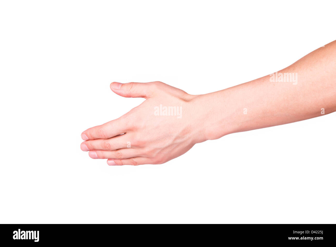 Male hand stretching for handshake isolated on white Stock Photo - Alamy
