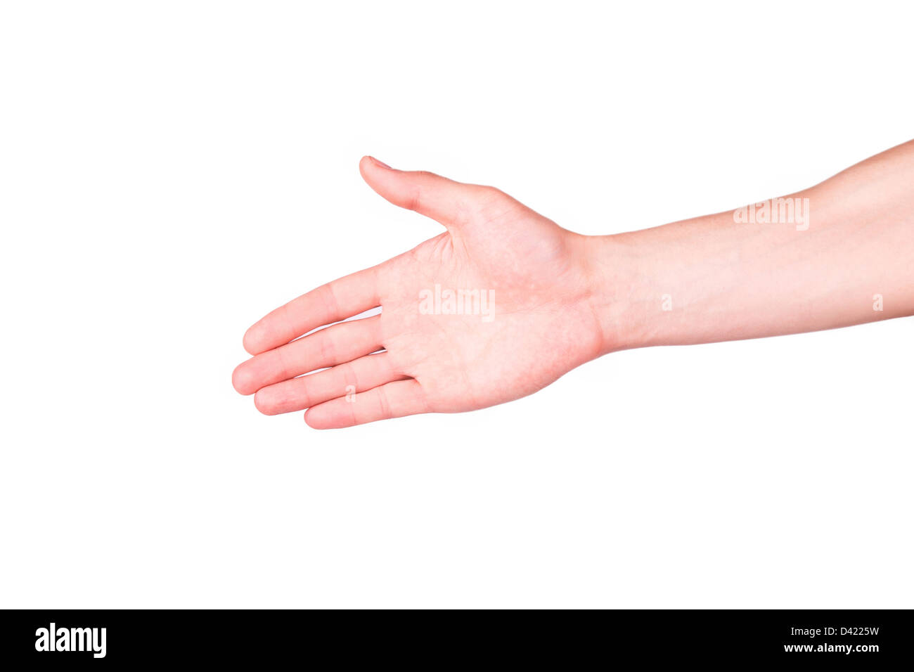 Male hand stretching for handshake isolated on white Stock Photo - Alamy
