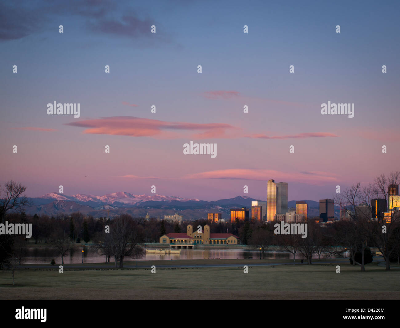 Denver skyline at blue hour Stock Photo - Alamy