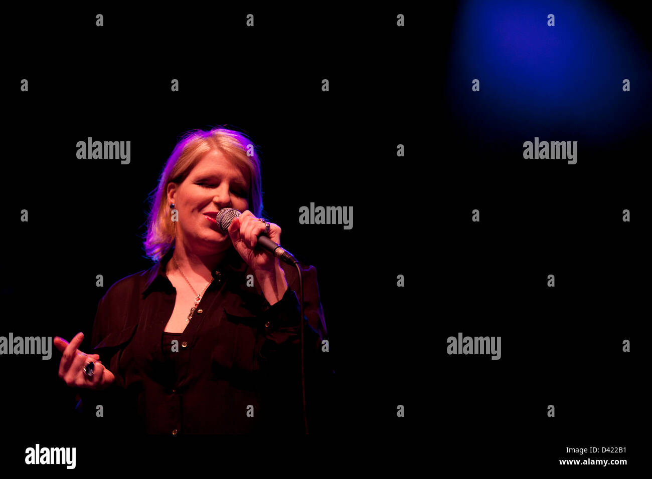 British jazz singer Clare Teal performing at the Royal Festival Hall ...