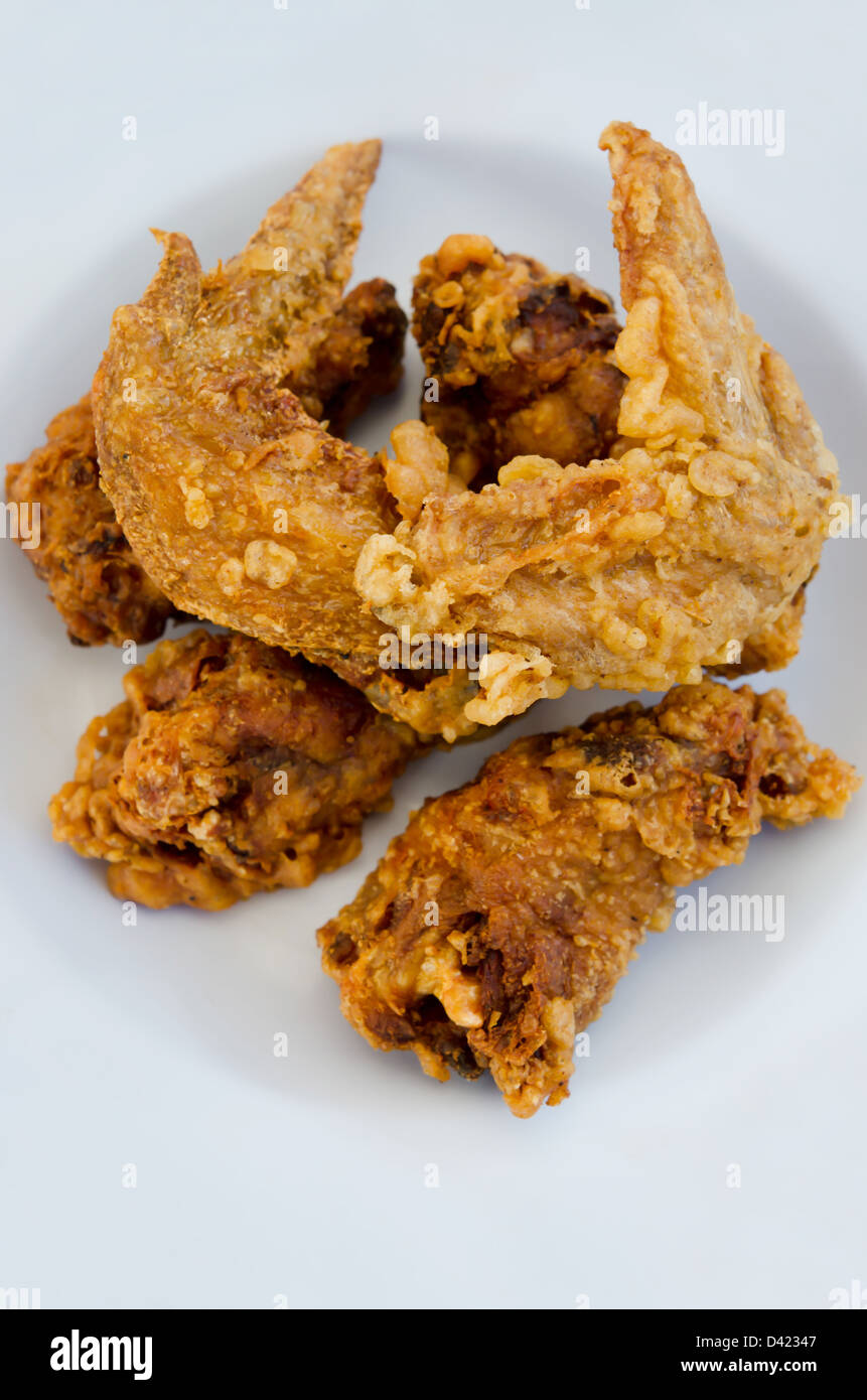 top view fried chicken on dish , fast food Stock Photo - Alamy