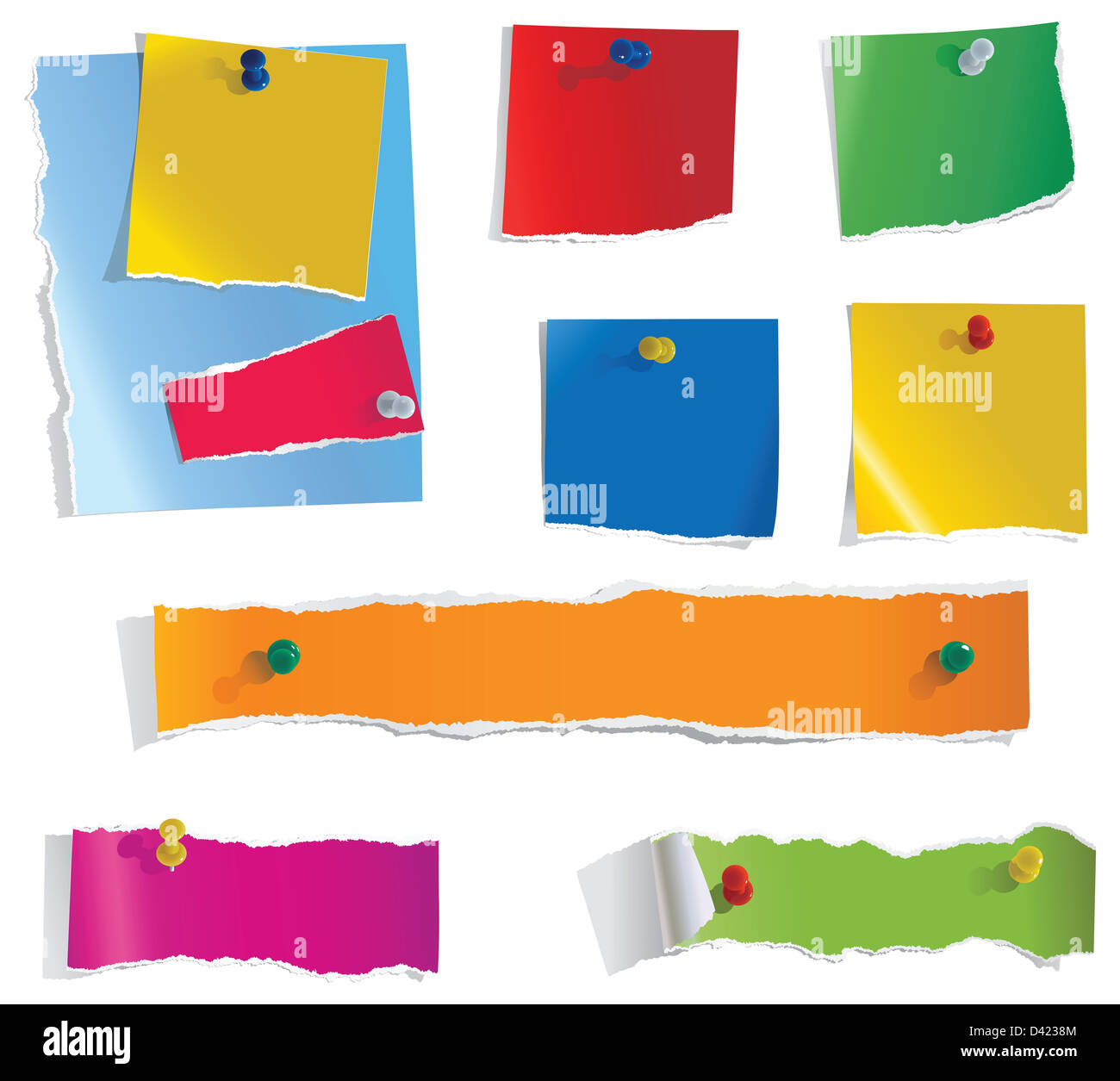 torn paper post it notes isolated on white background Stock Photo - Alamy