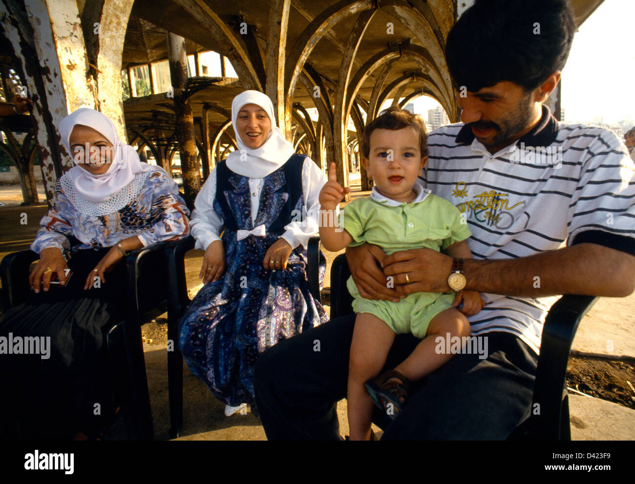 Beirut Lebanon Family On Seafront At St Georges Stock Photo - Alamy
