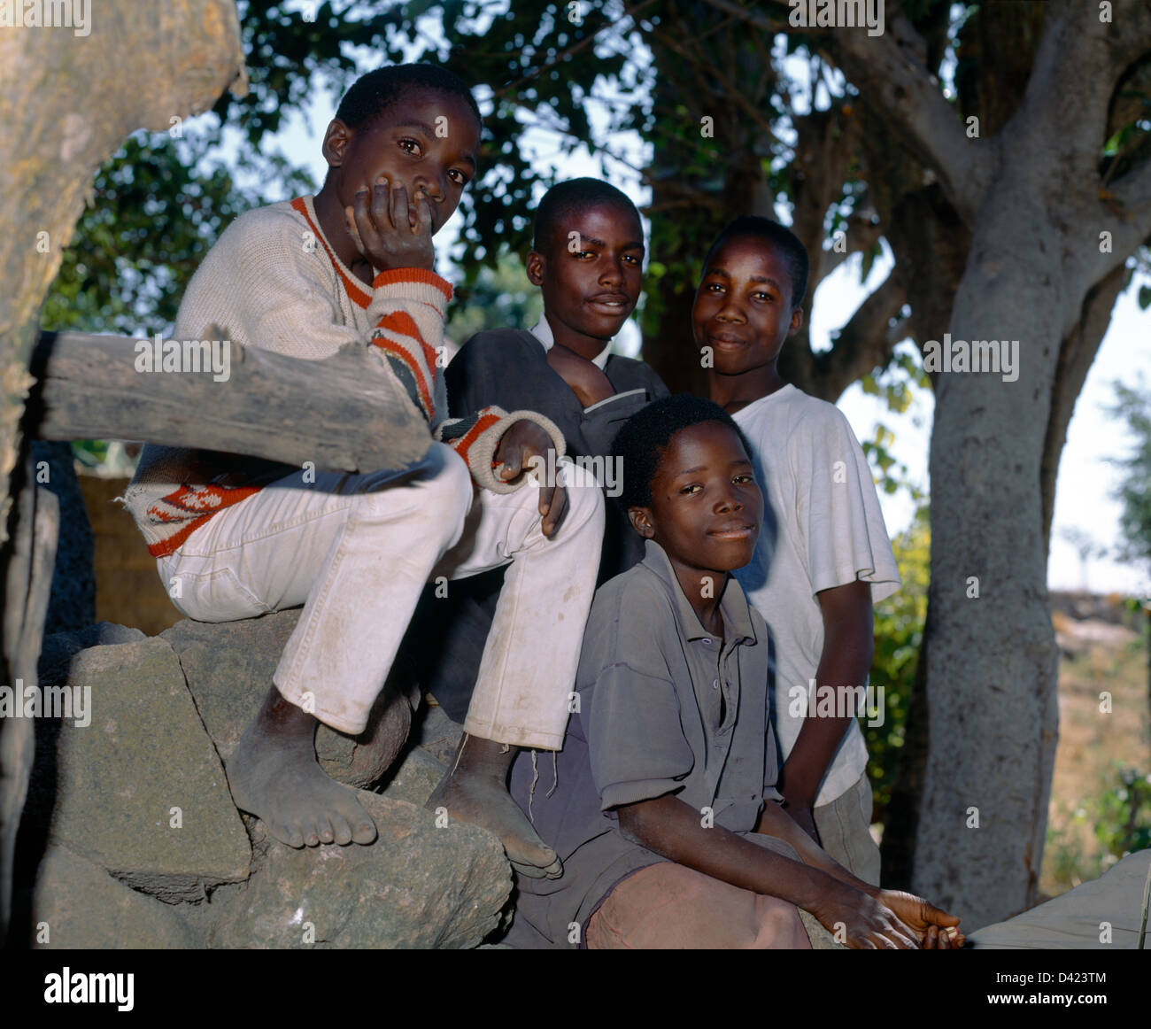 North Cameroon Rumsiki Group Of Boys Stock Photo - Alamy