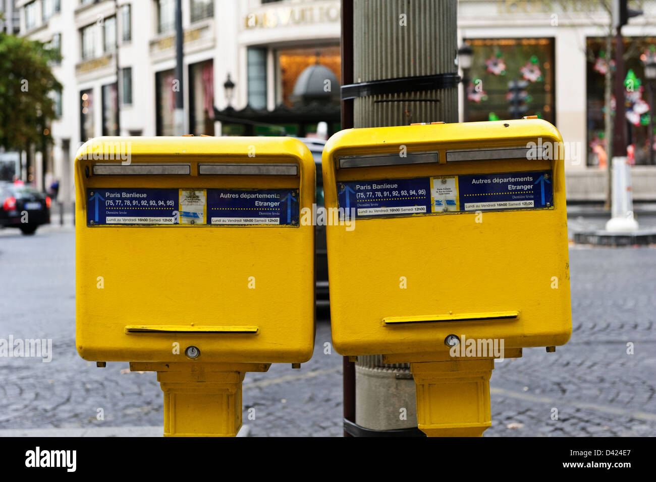 Yellow postboxes in Paris, France Stock Photo - Alamy