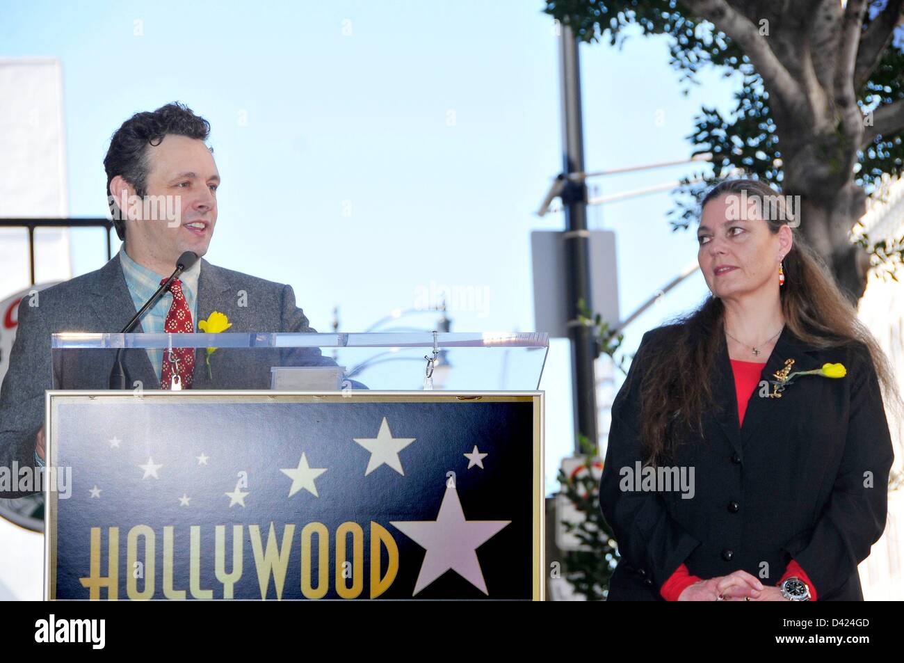 Michael Sheen, Maria Burton at the induction ceremony for Star on the ...